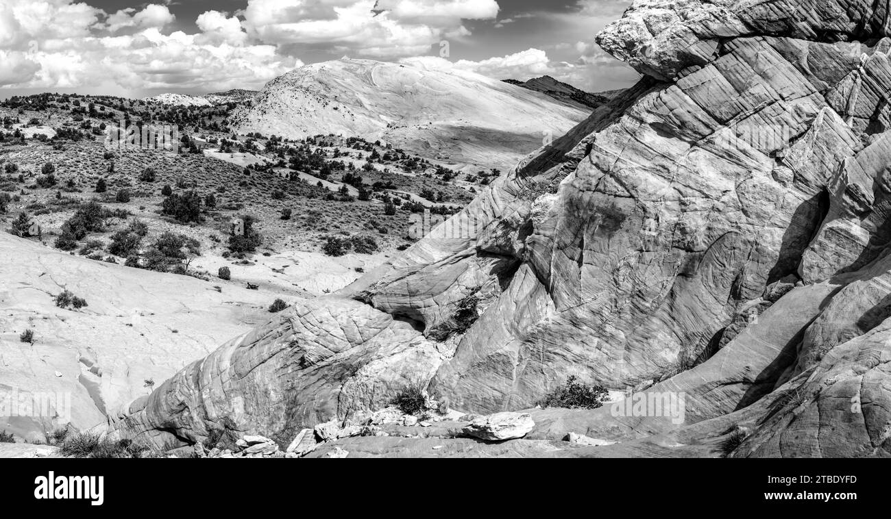 Panoramic photograph of the Yellow Rock area, a sandstone hill that's ...