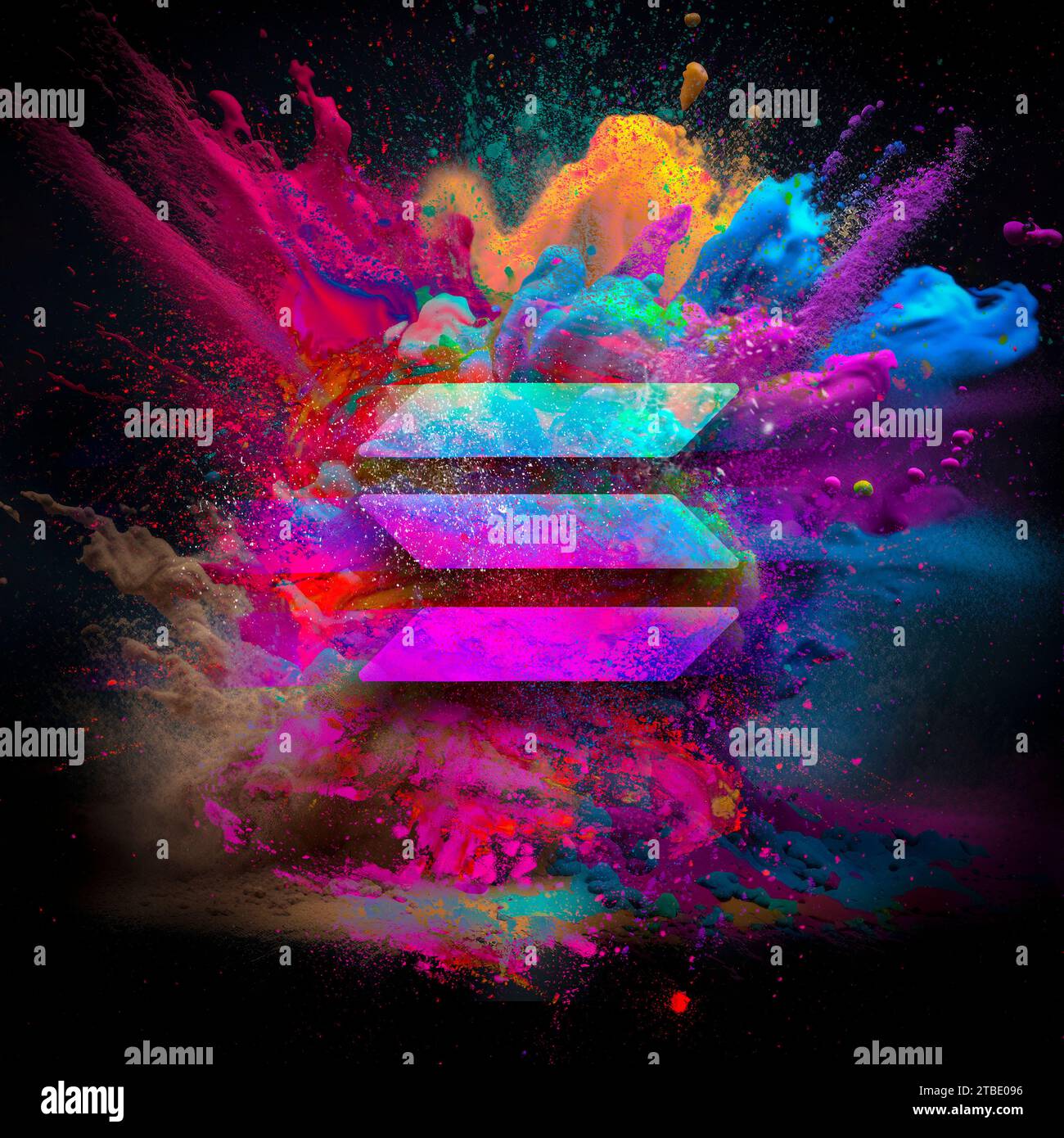 solana cryptocurrency coin on colorful background, color art Stock ...