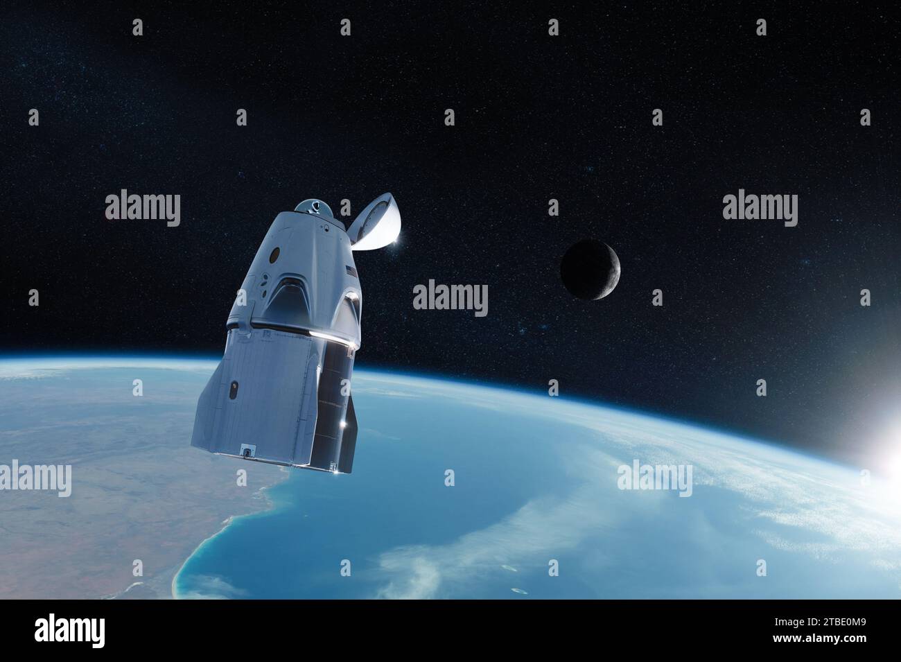 Cargo spacecraft in low-Earth orbit. Elements of this image furnished ...