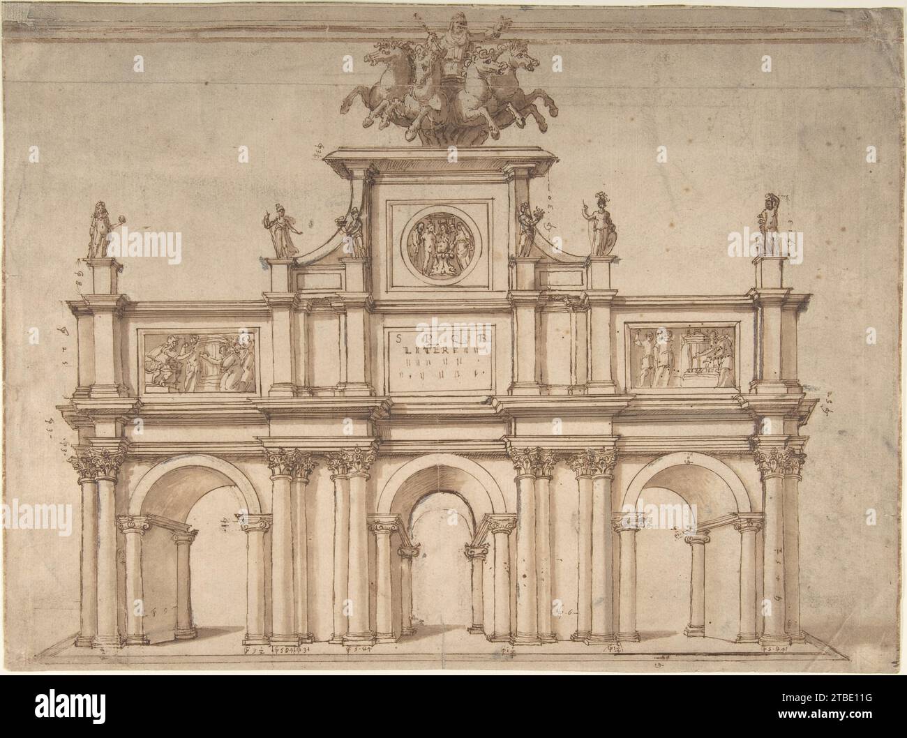Design for a Triumphal Arch with Three Arches 1963 by Anonymous ...