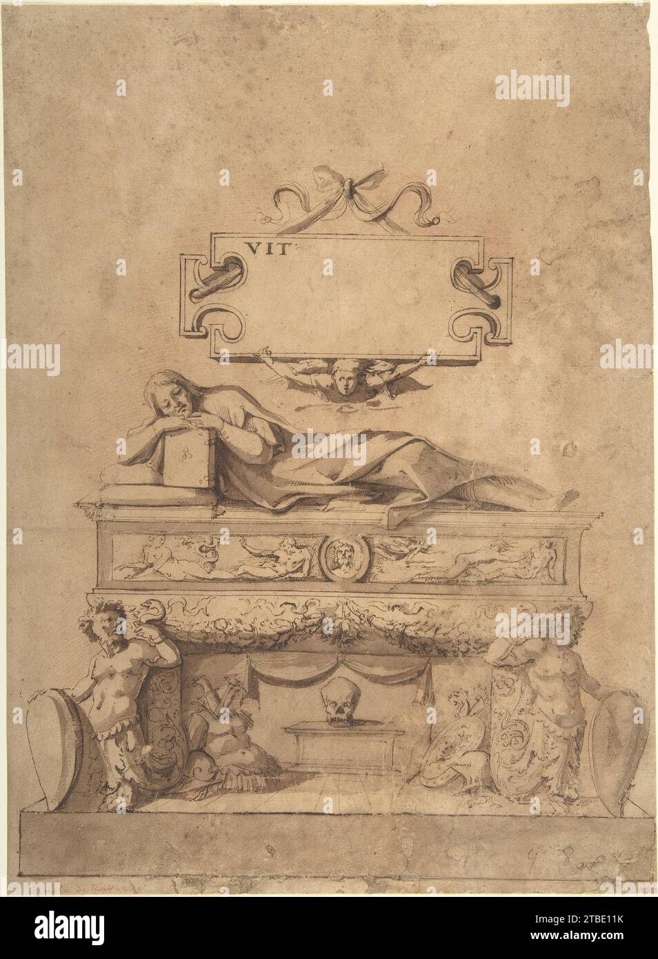 Tomb Design with Reclining Figure on Sarcophagus 1966 by Anonymous ...