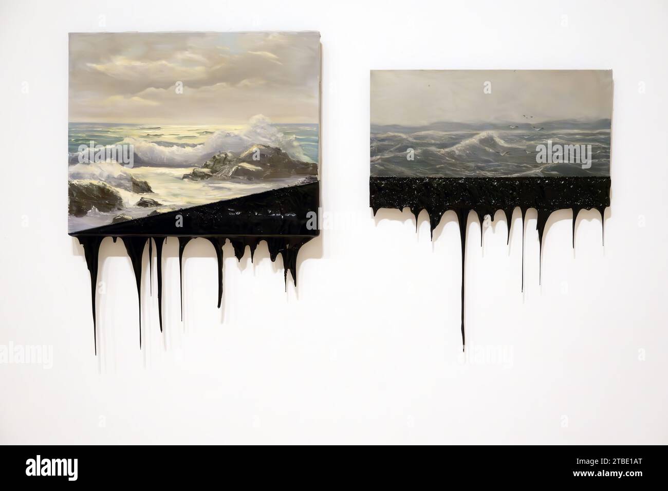 Minerva Cuevas paintings Flores Sea 2021 and Overseas 2015 in the San ...