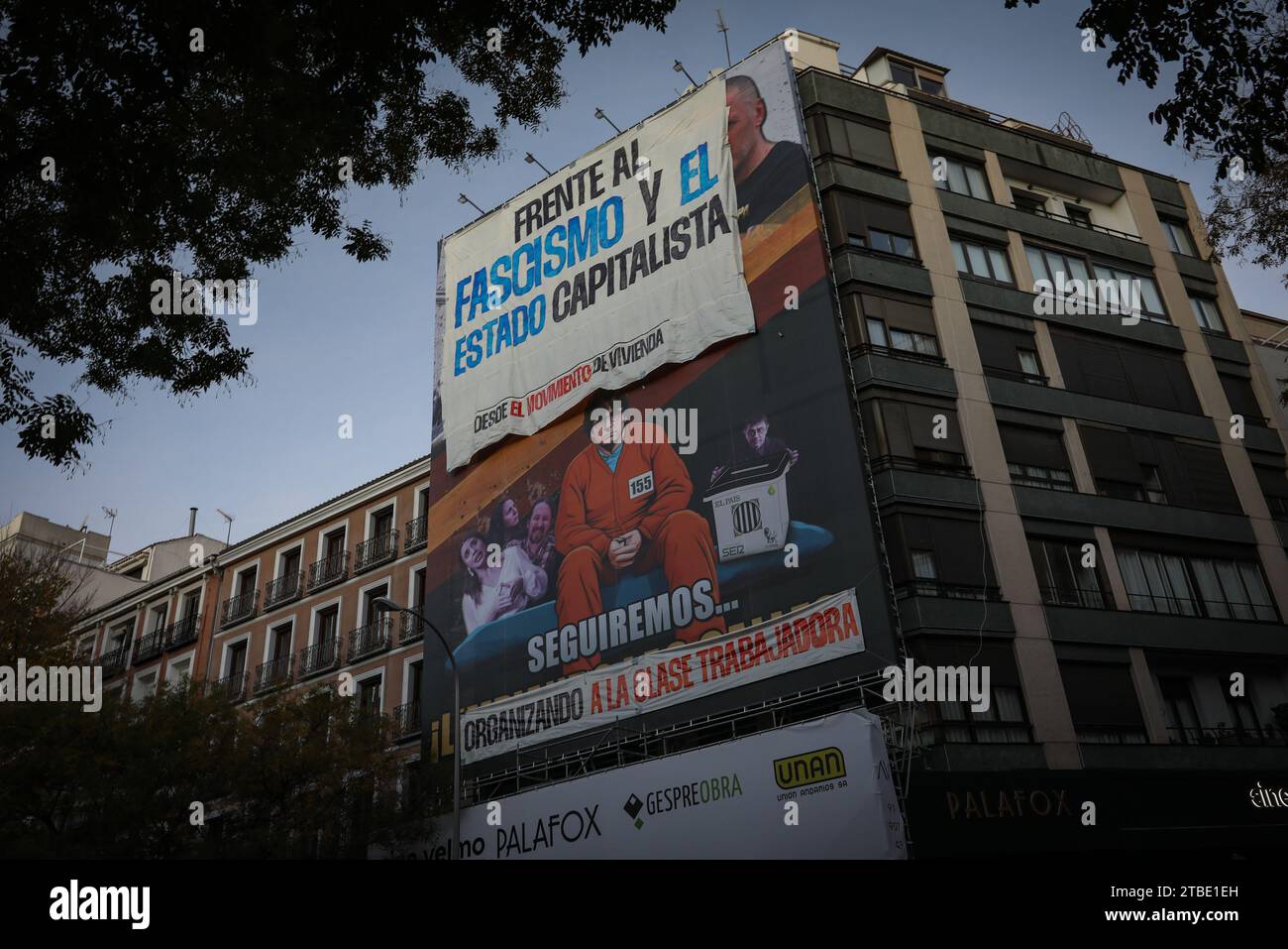 A view of a banner installed by the pro-housing activists during the ...