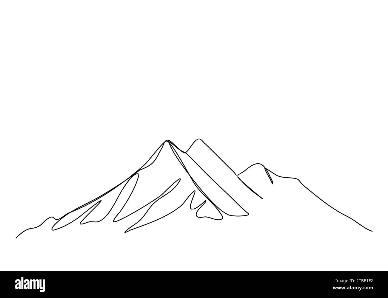 Mountains, one line drawing vector illustration Stock Vector Image ...
