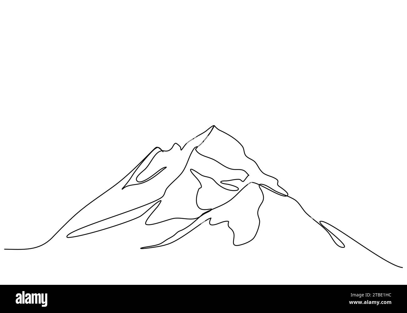 Mountains, one line drawing vector illustration Stock Vector Image ...