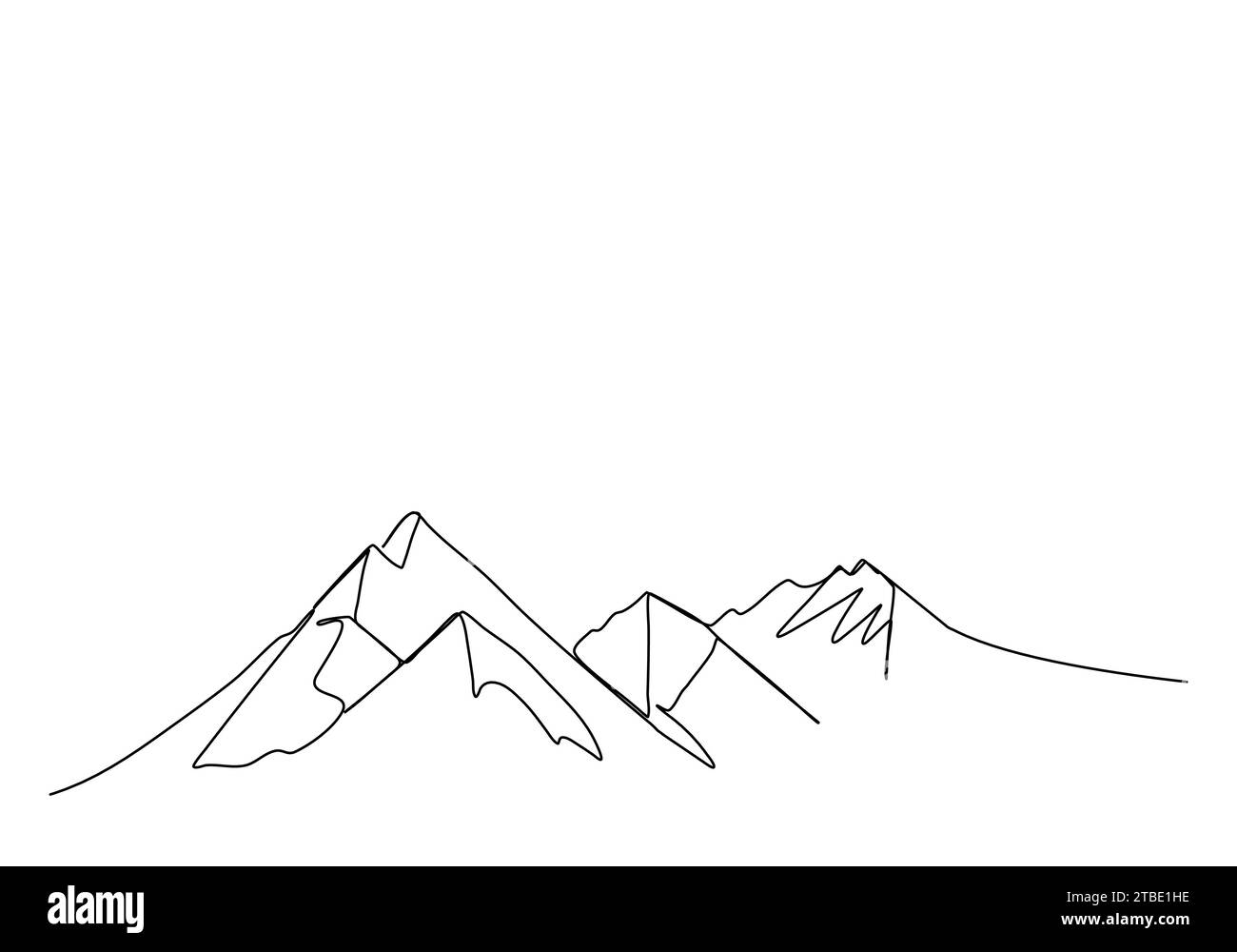 Mountains, one line drawing vector illustration Stock Vector Image ...