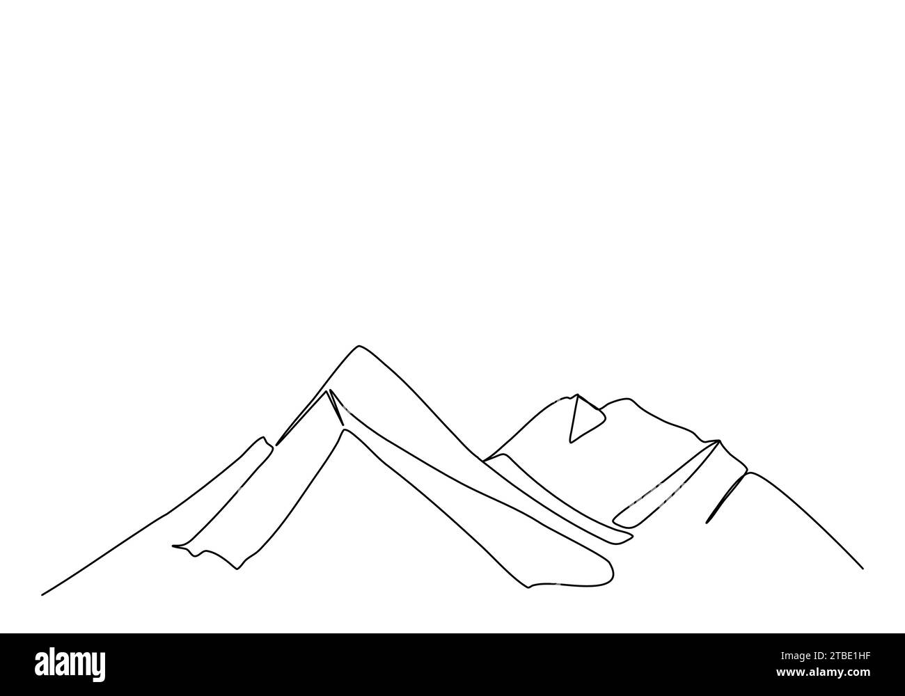 Mountains, one line drawing vector illustration Stock Vector Image ...