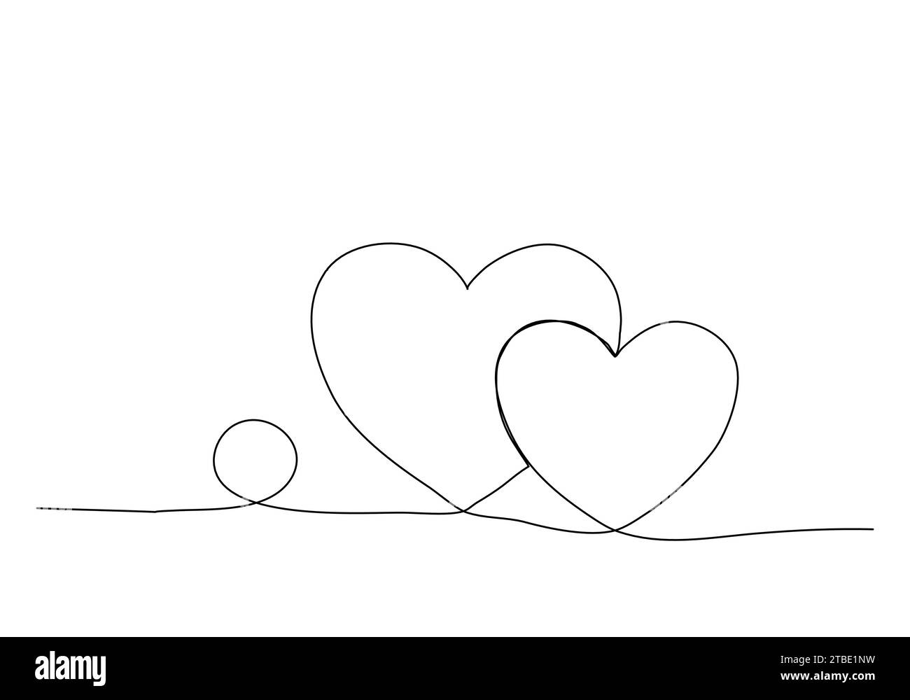 Hearts, one line drawing vector illustration Stock Vector Image & Art ...