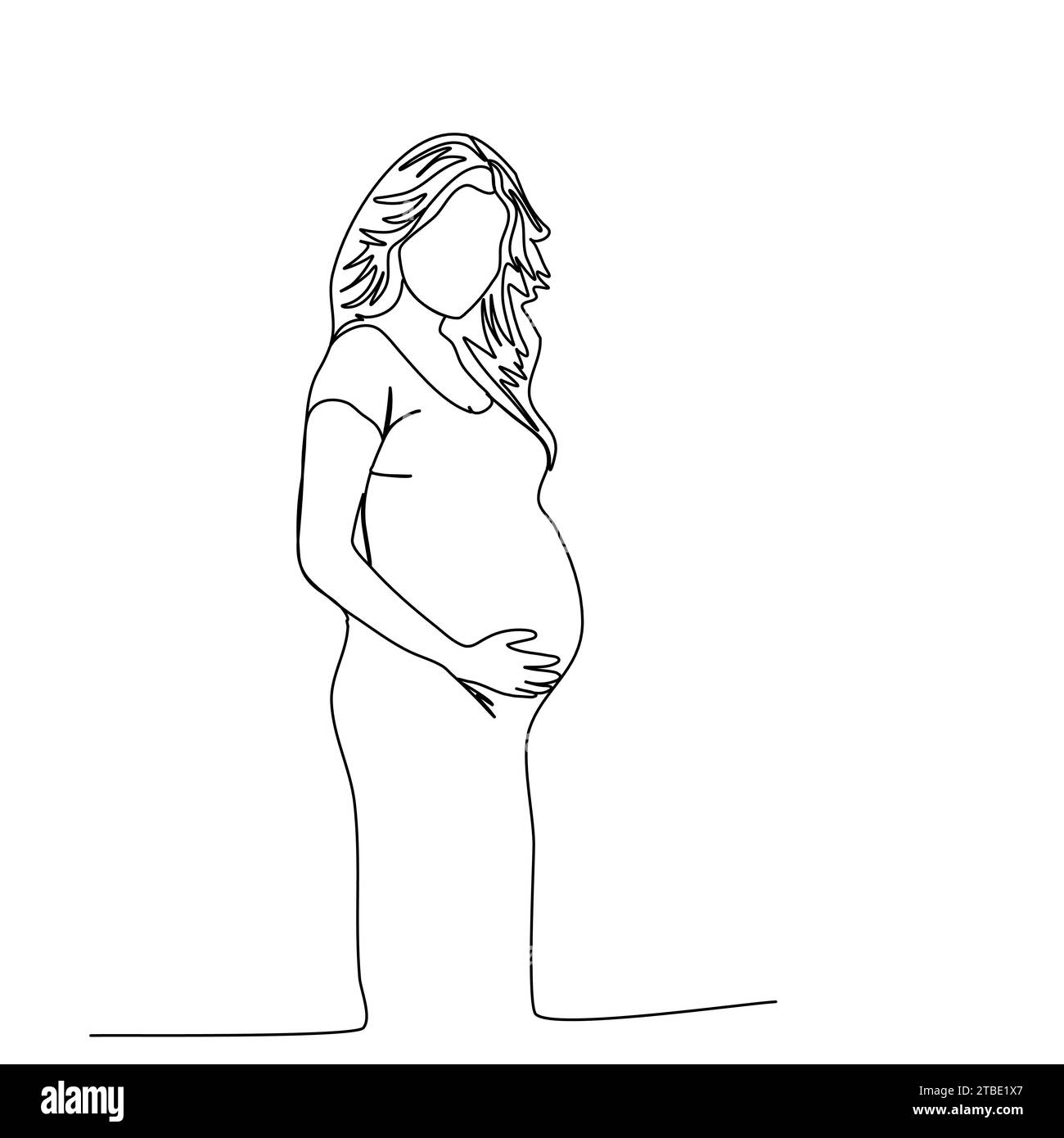Pregnant woman, one line drawing vector illustration Stock Vector Image ...