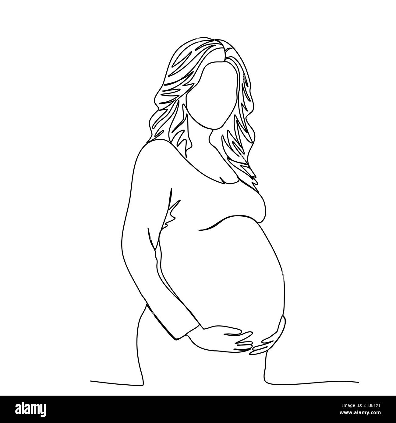 Pregnant woman, one line drawing vector illustration Stock Vector Image ...