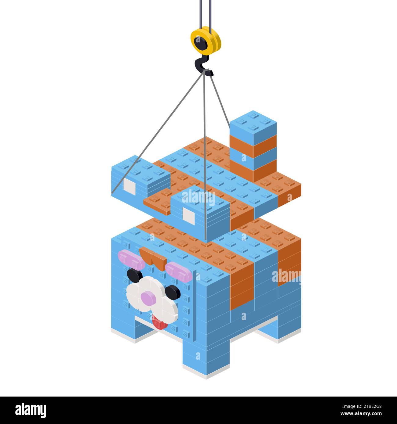 Assembling a cat from plastic blocks. Vector Stock Vector Image & Art ...