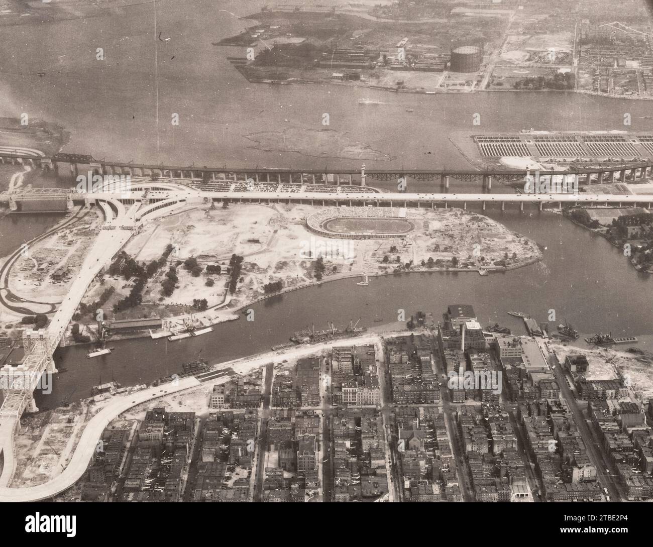 Aerial view of Tri-boro Bridge in New York City September 1936 Stock ...