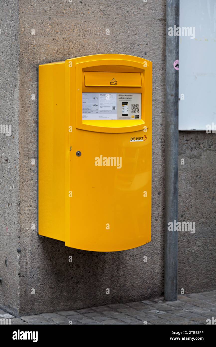 Zurich, Switzerland - June 12 2018: Public mailbox of "Die Post ...