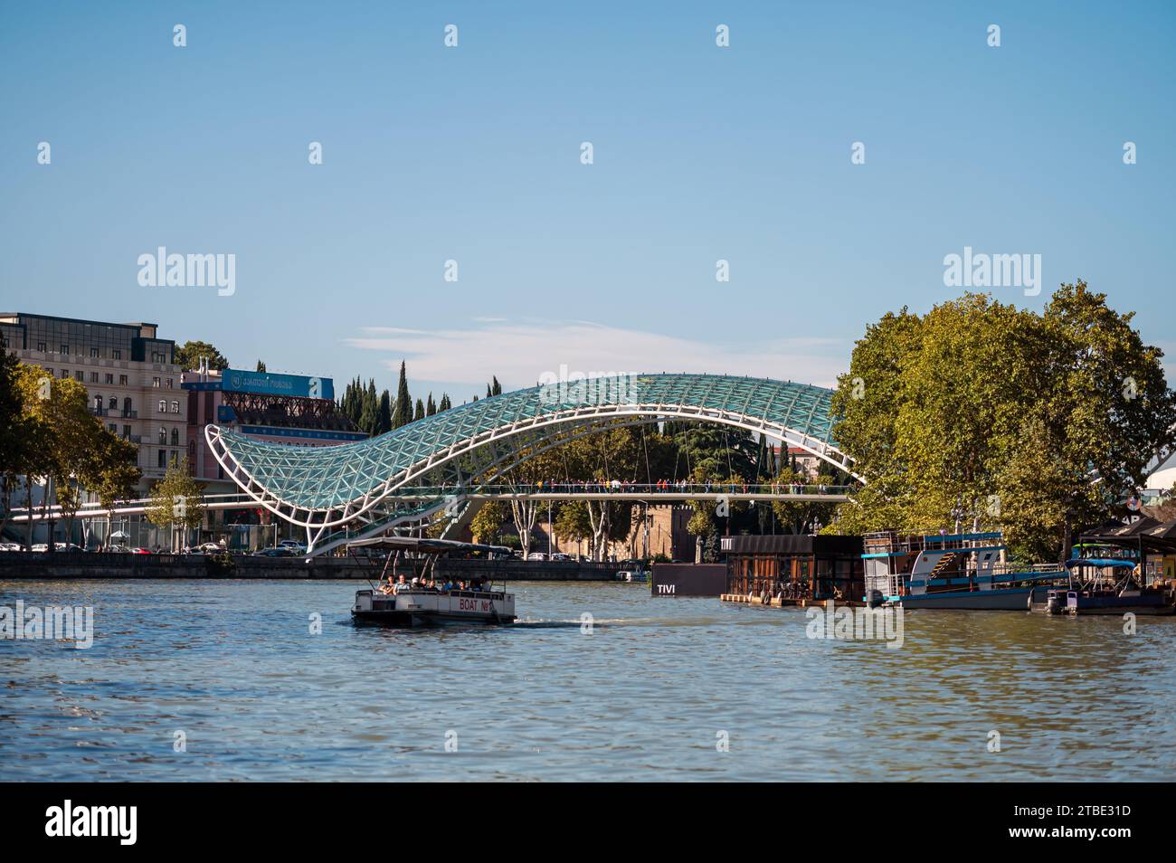 Tbilisi, Georgia - October 8, 2023: Pedestrian bow-shaped Bridge of ...