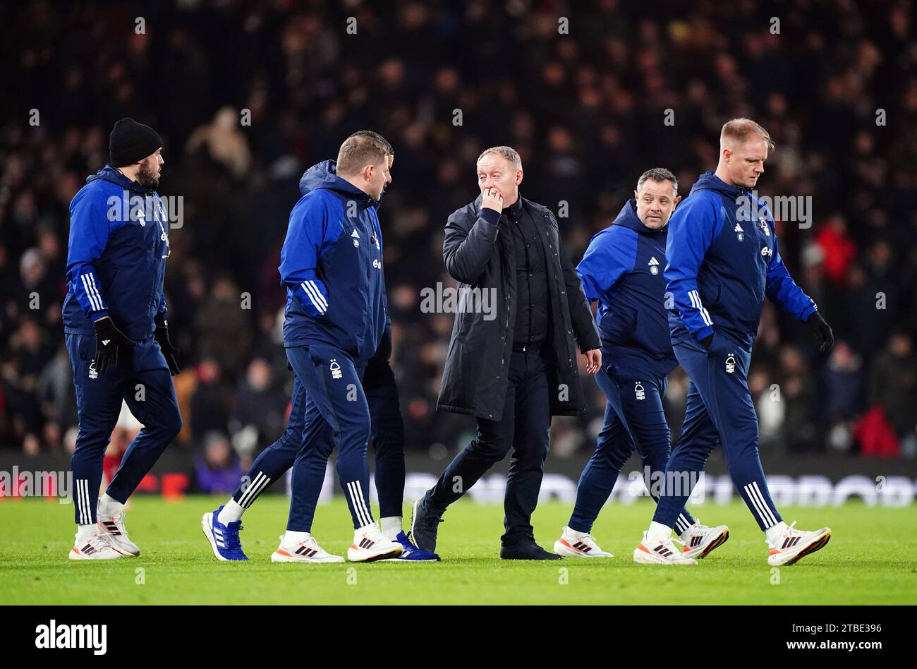 Nottingham Forest manager Steve Cooper and his coaching staff look ...