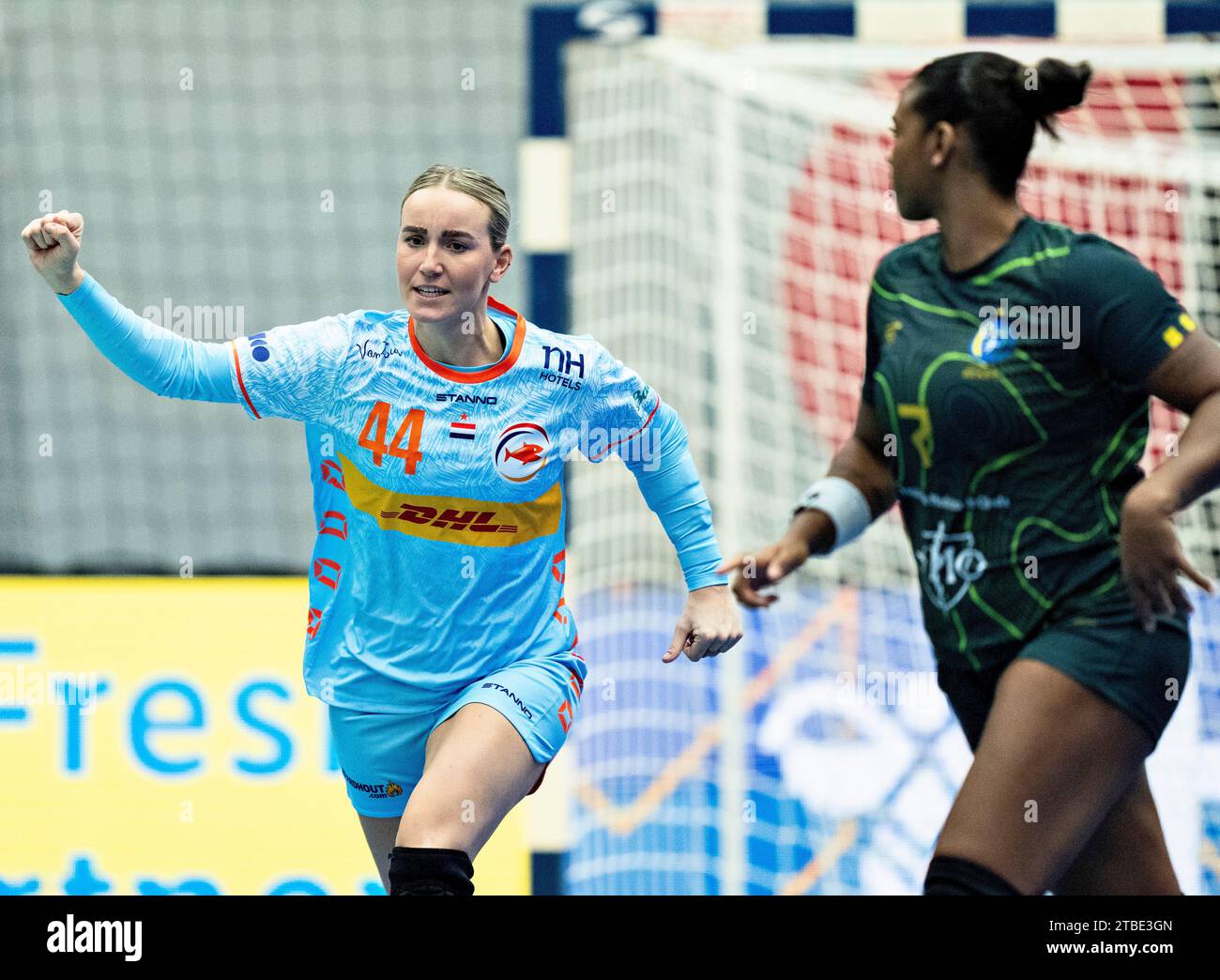Nikita Van Der Vliet from Netherlands jubilates during the IHF World ...