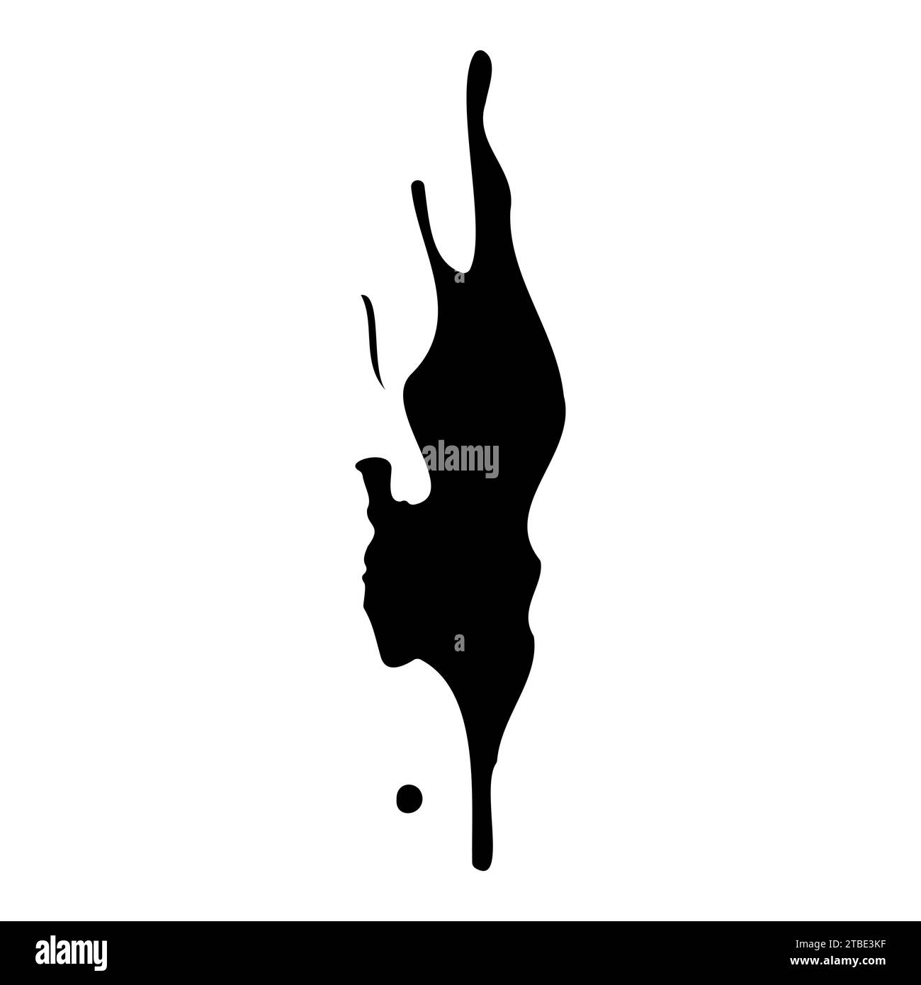 Ink blot. Abstract stain with drops and splashes. Black paint splatter ...