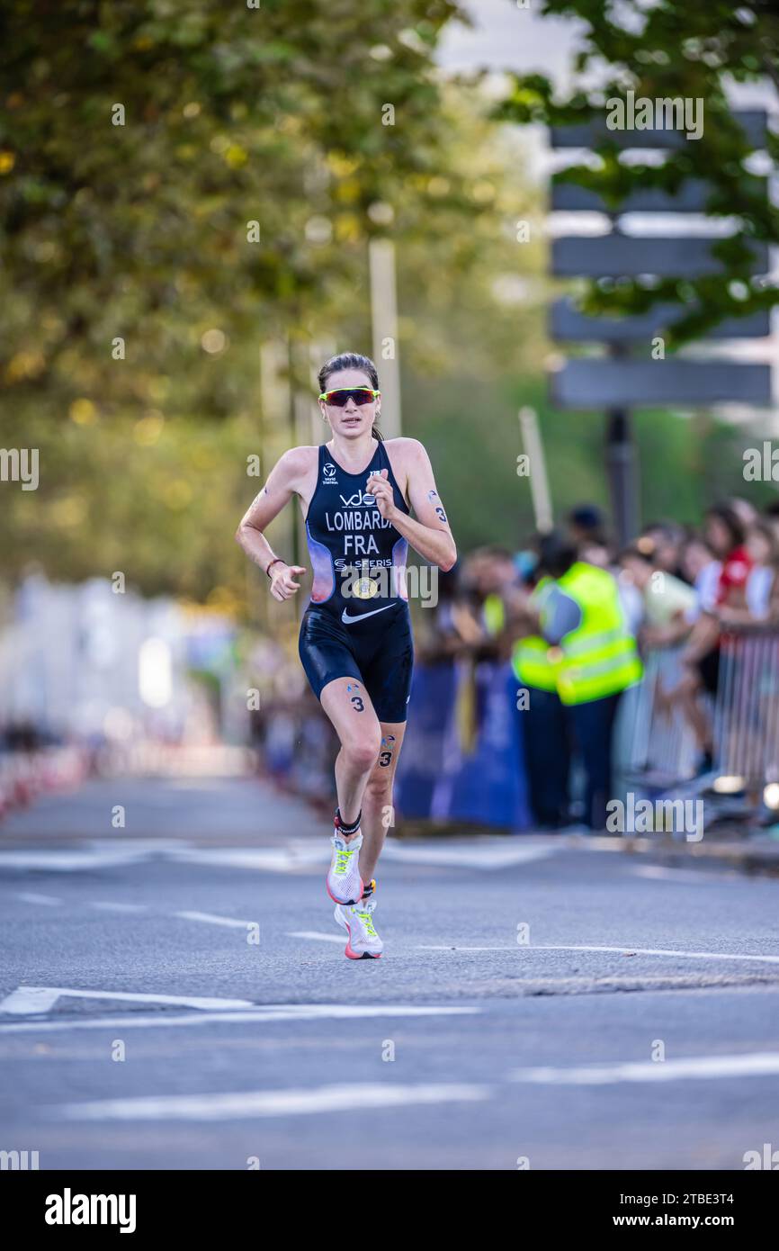 Emma Lombardi running at the finish line in Pontevedra in the 2023 ...