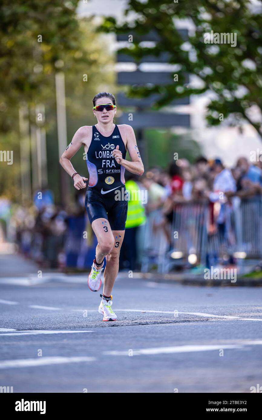 Emma Lombardi running at the finish line in Pontevedra in the 2023 ...