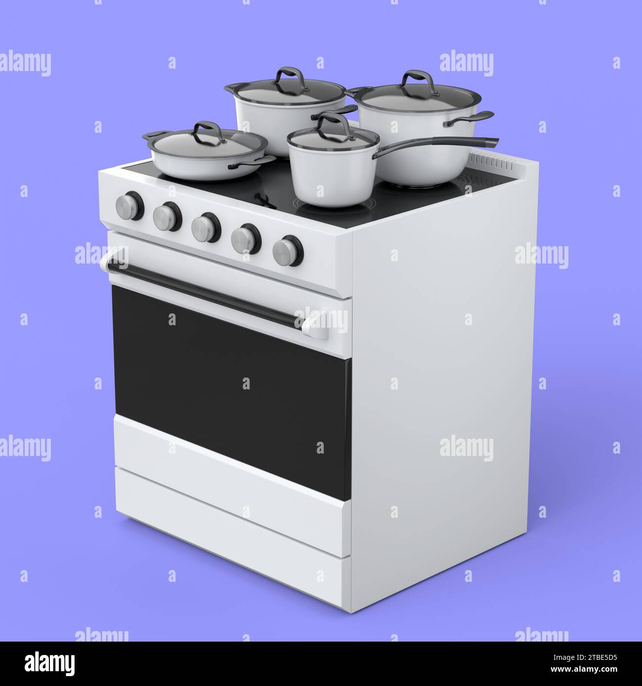 Kitchen electric stove or gas cooker with burning flames of propane gas ...