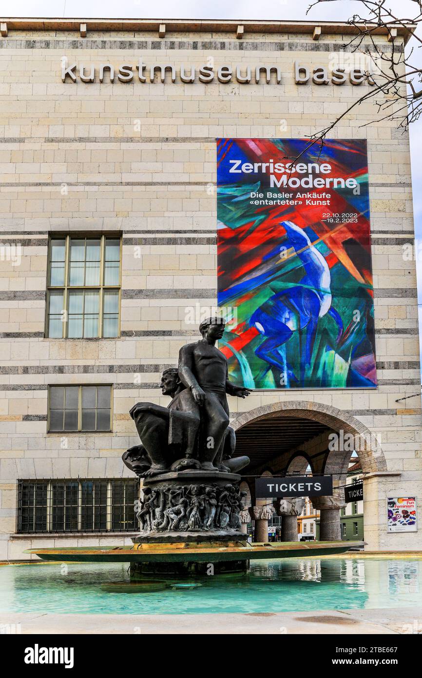 Basel, Switezrland - November 08.2022: The exterior of the Basel Art museum (Kunstmuseum) with a ...