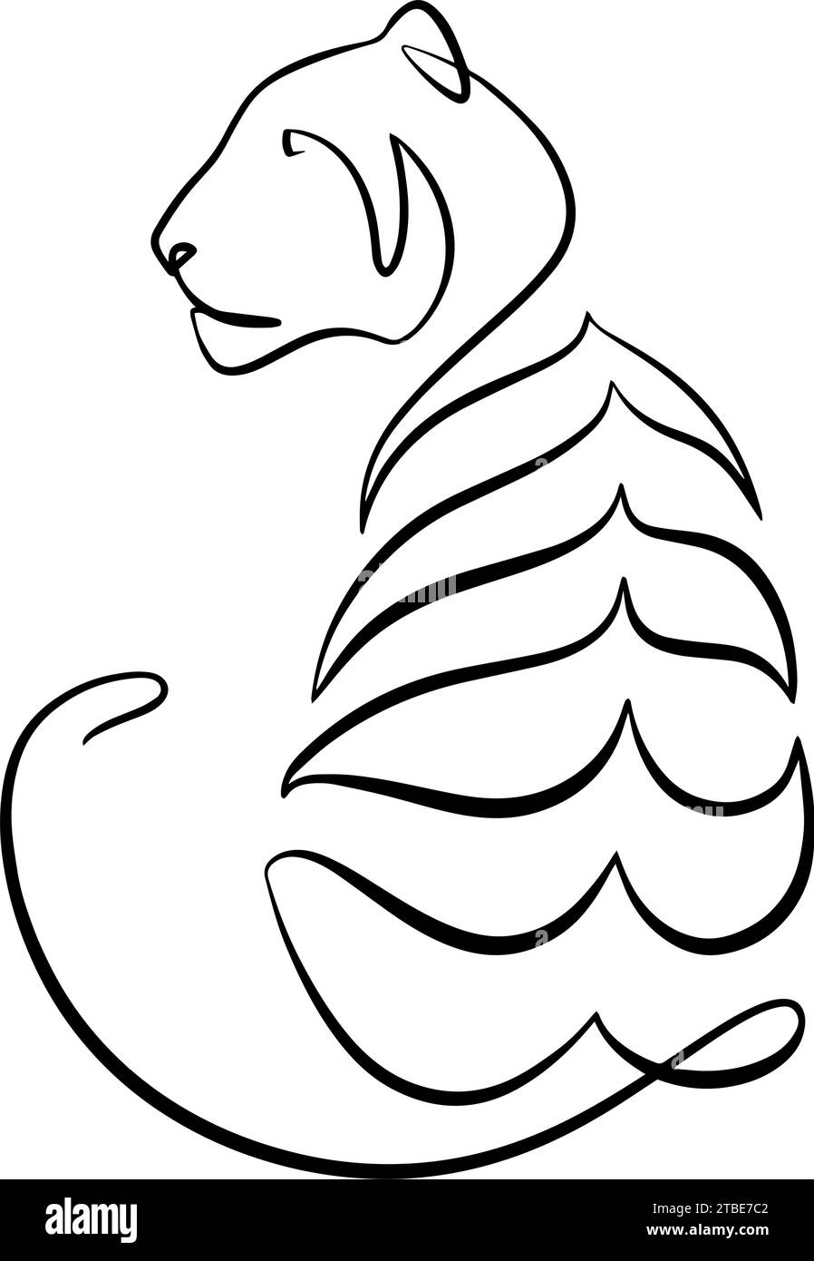 Isolated outline of a tiger Animal icon Vector Stock Vector Image & Art ...