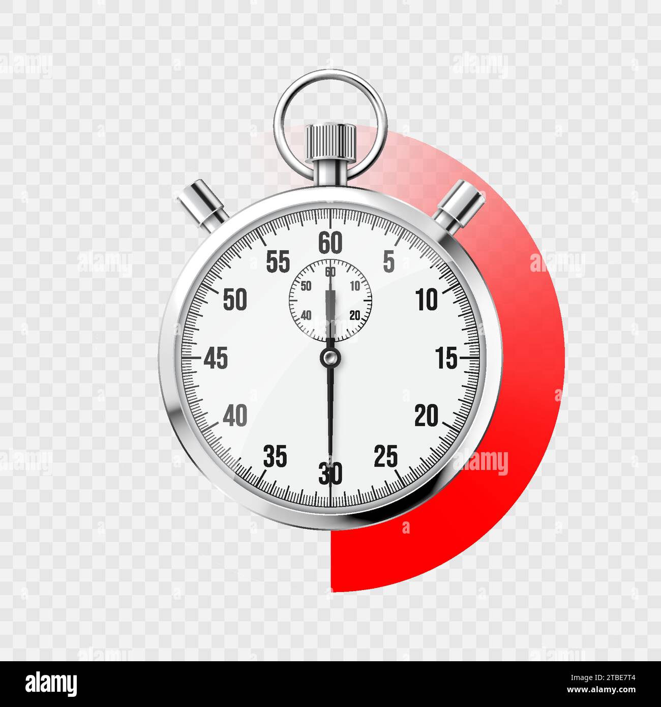 Realistic classic stopwatch. Shiny metal chronometer, time counter with ...