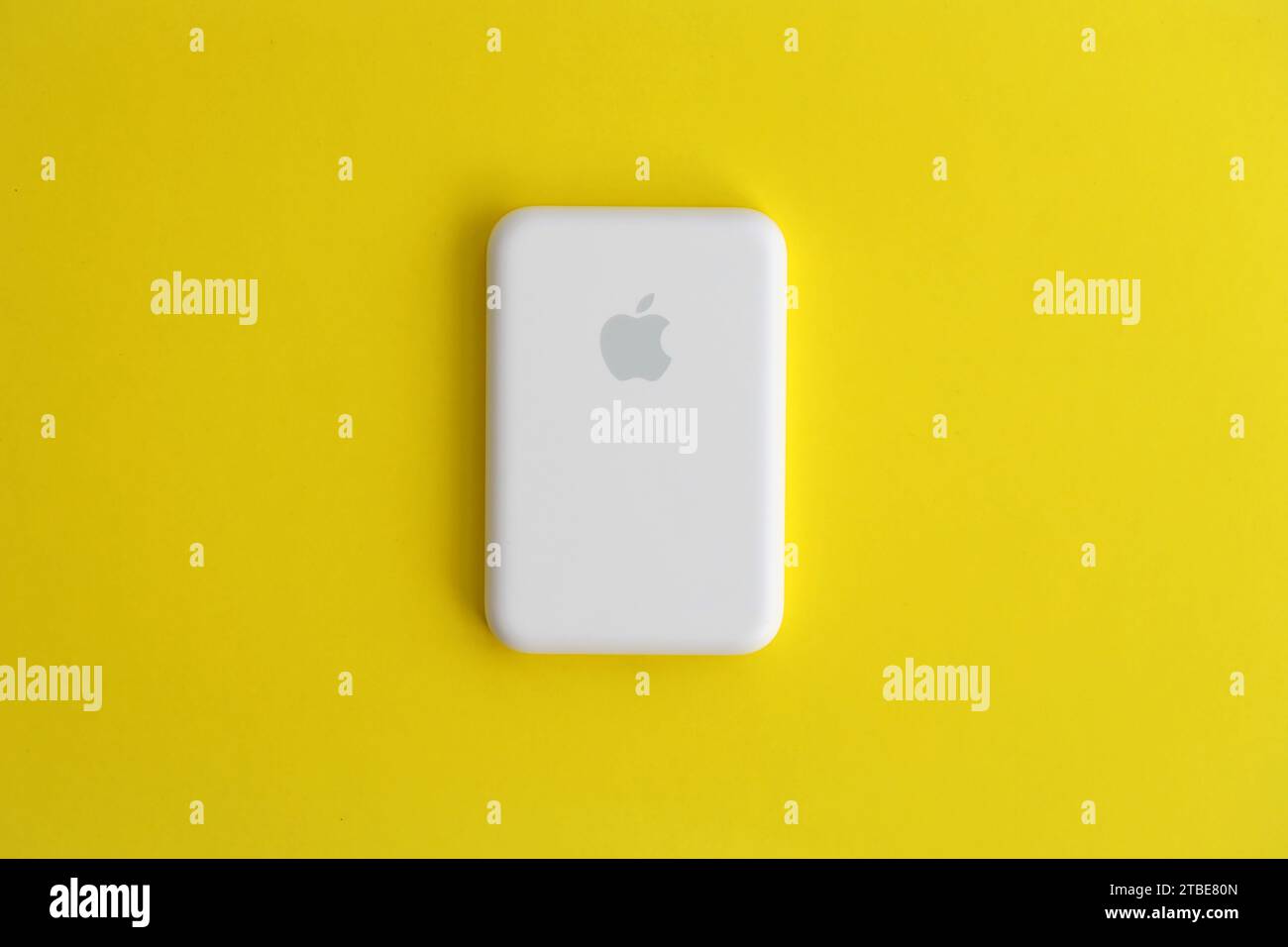 KYIV, UKRAINE - OCTOBER 31, 2023 Apple MagSafe battery device for ...