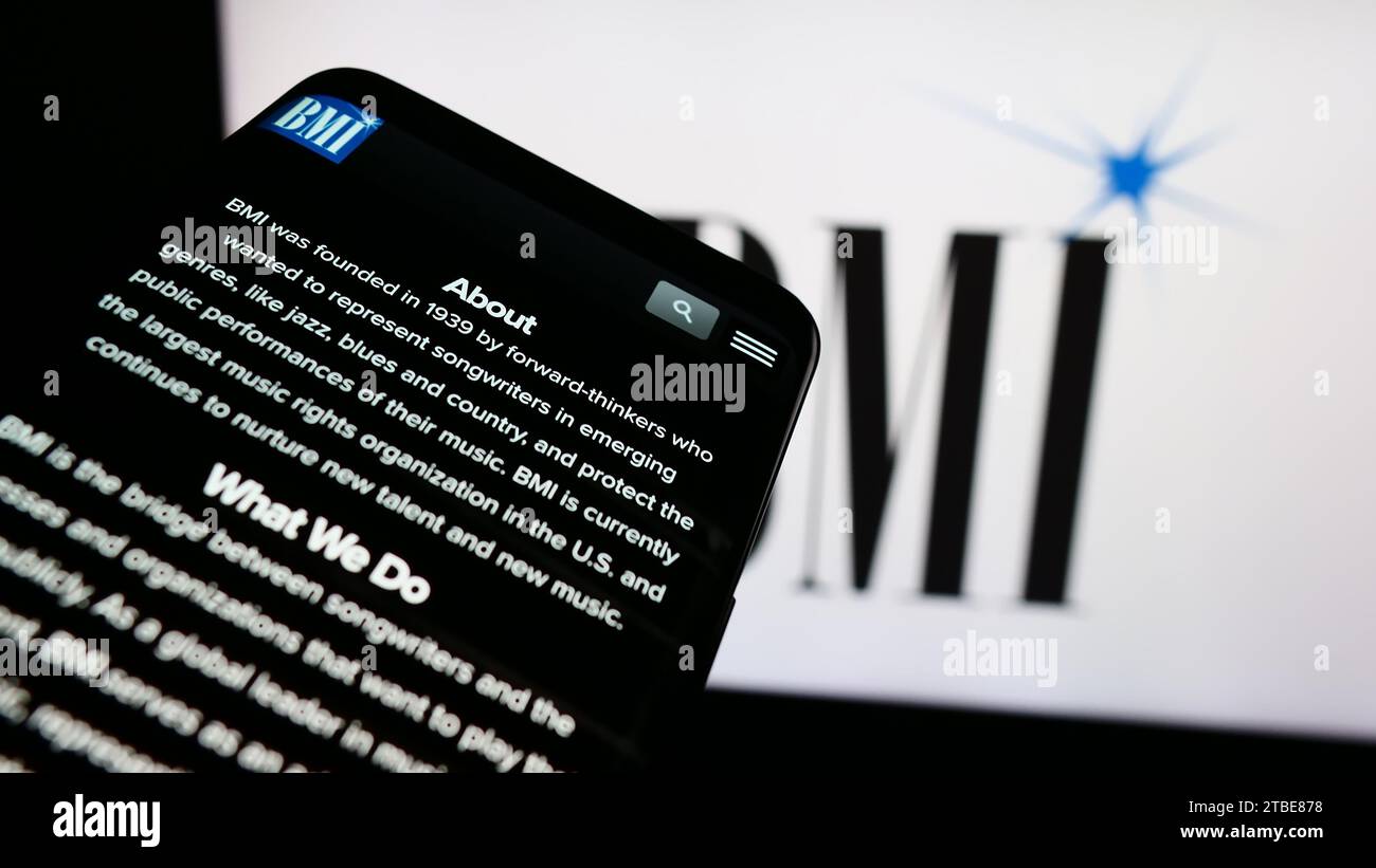 Mobile phone with website of US performance rights company Broadcast ...