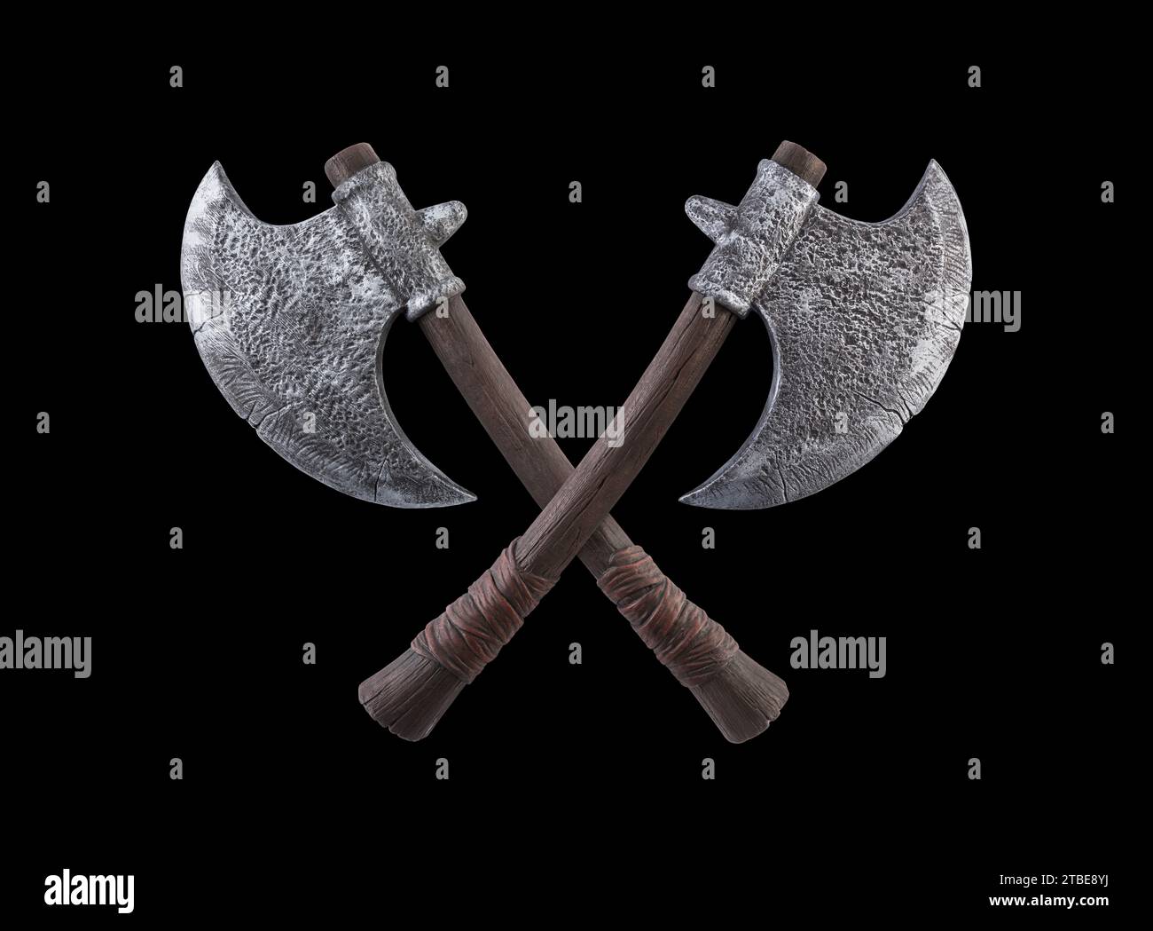 Two crossed axes isolated on black background Stock Photo - Alamy