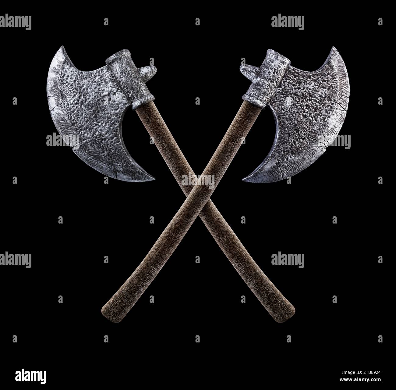 Two crossed axes isolated on black background Stock Photo - Alamy