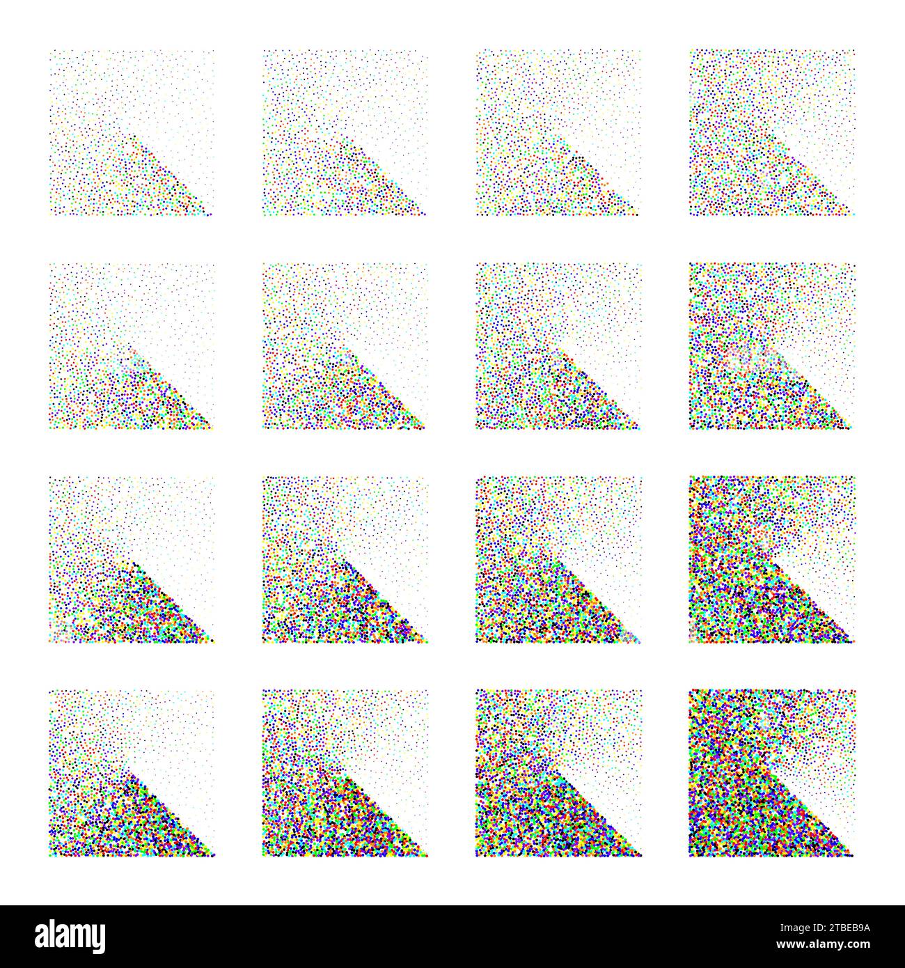 Square shaped dotted objects, stipple elements. Stippling, dotwork ...