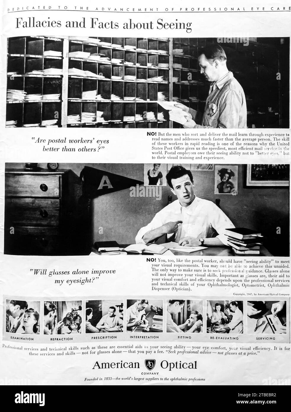 1947 American Optical glasses ad Stock Photo - Alamy