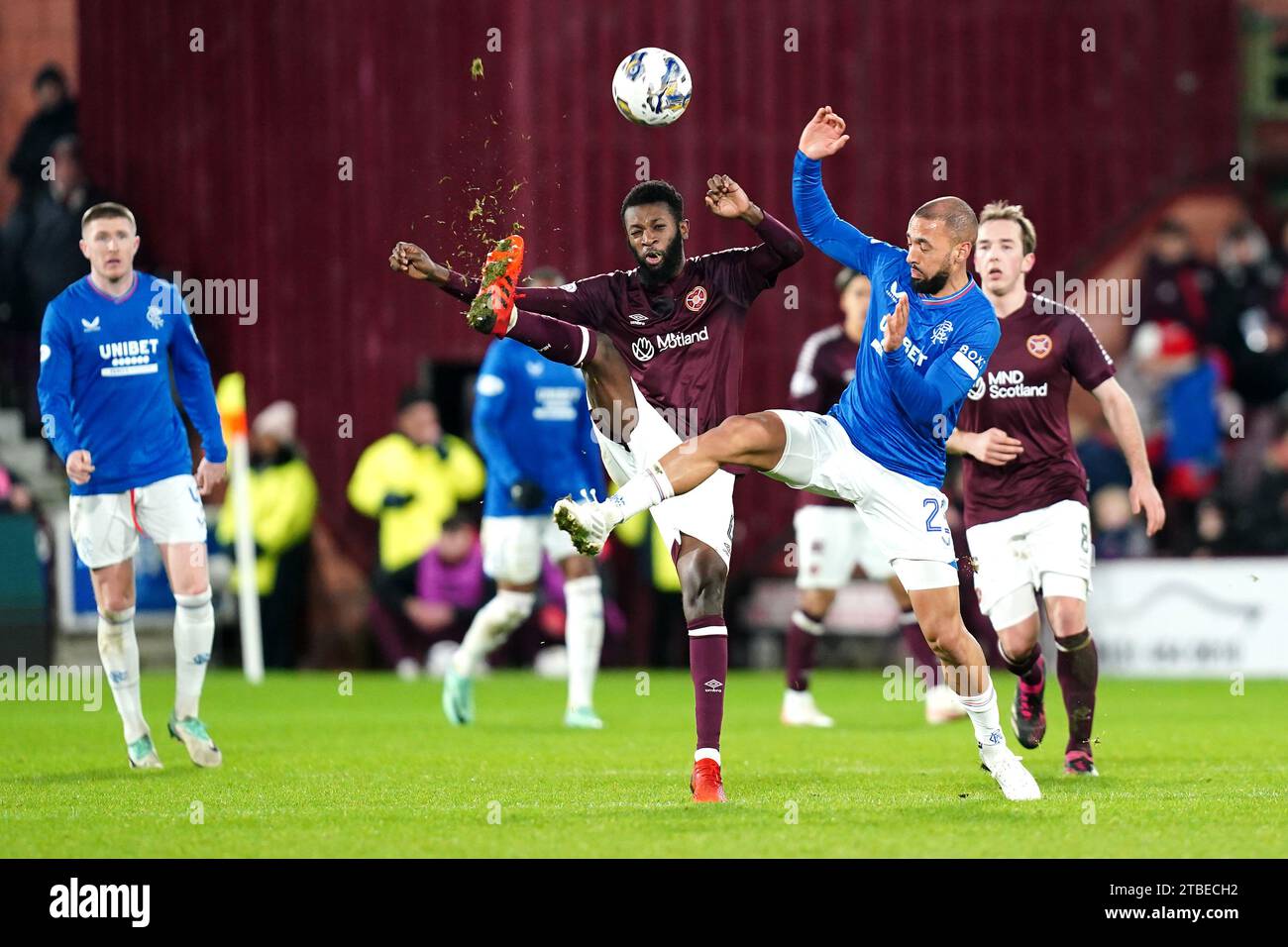 Rangers' Kemar Roofe (right) and Heart of Midlothian's Beni Baningime ...