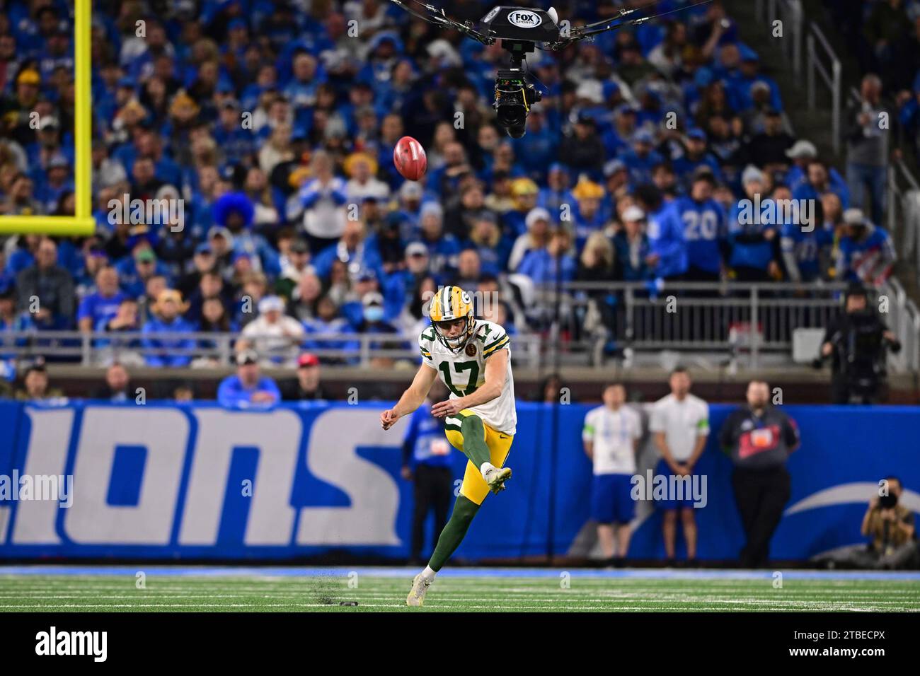 Green Bay Packers place kicker Anders Carlson kicks off during the ...