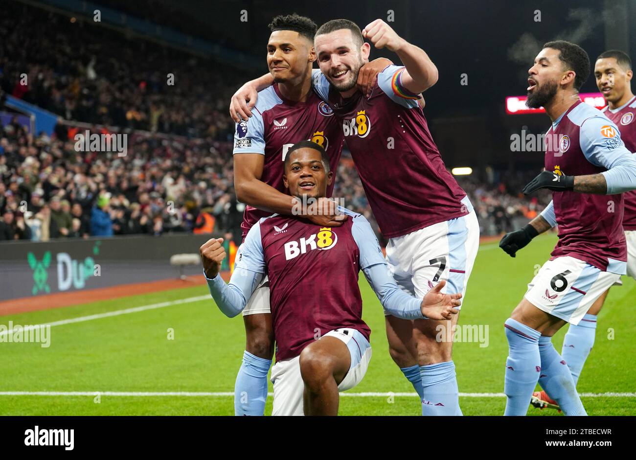 Aston Villa's Leon Bailey (bottom) celebrates with Ollie Watkins (top ...