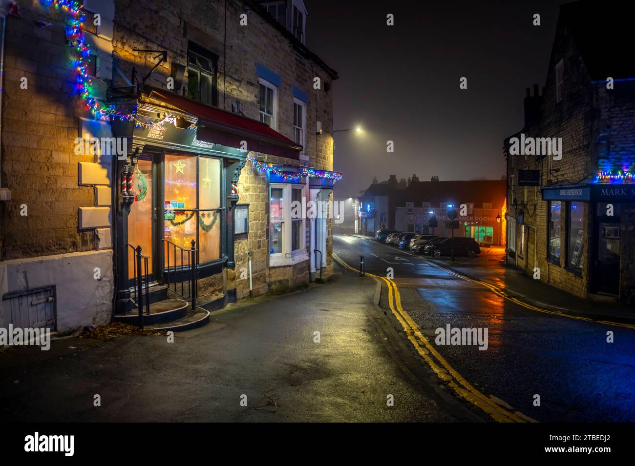 Christmas lights outside Figaros Italian in Pickering, North Yorkshire ...