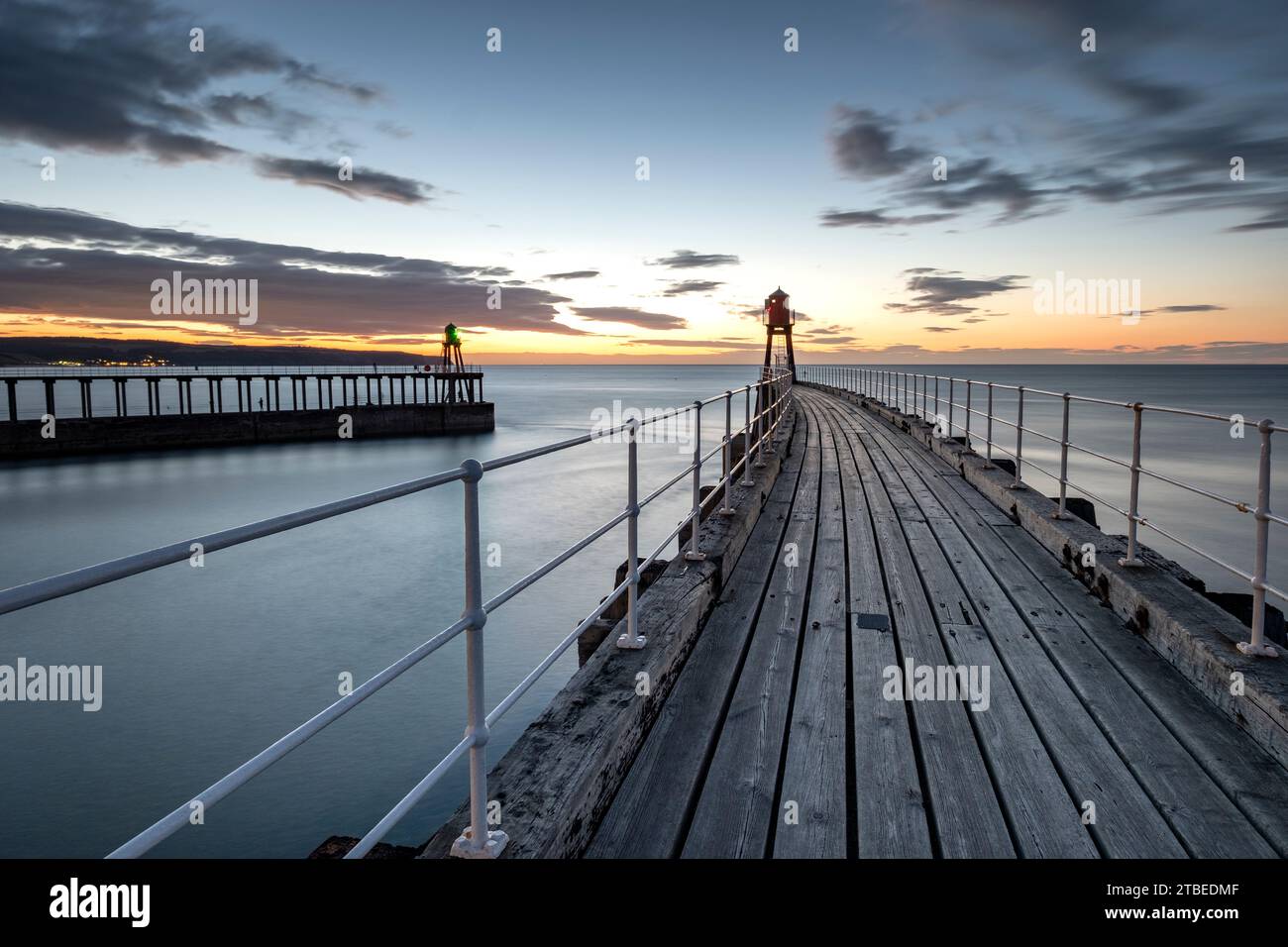 Sunset at Whitby east pier Stock Photo - Alamy