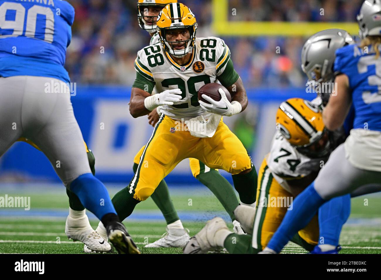 Green Bay Packers running back AJ Dillon runs the ball during the ...