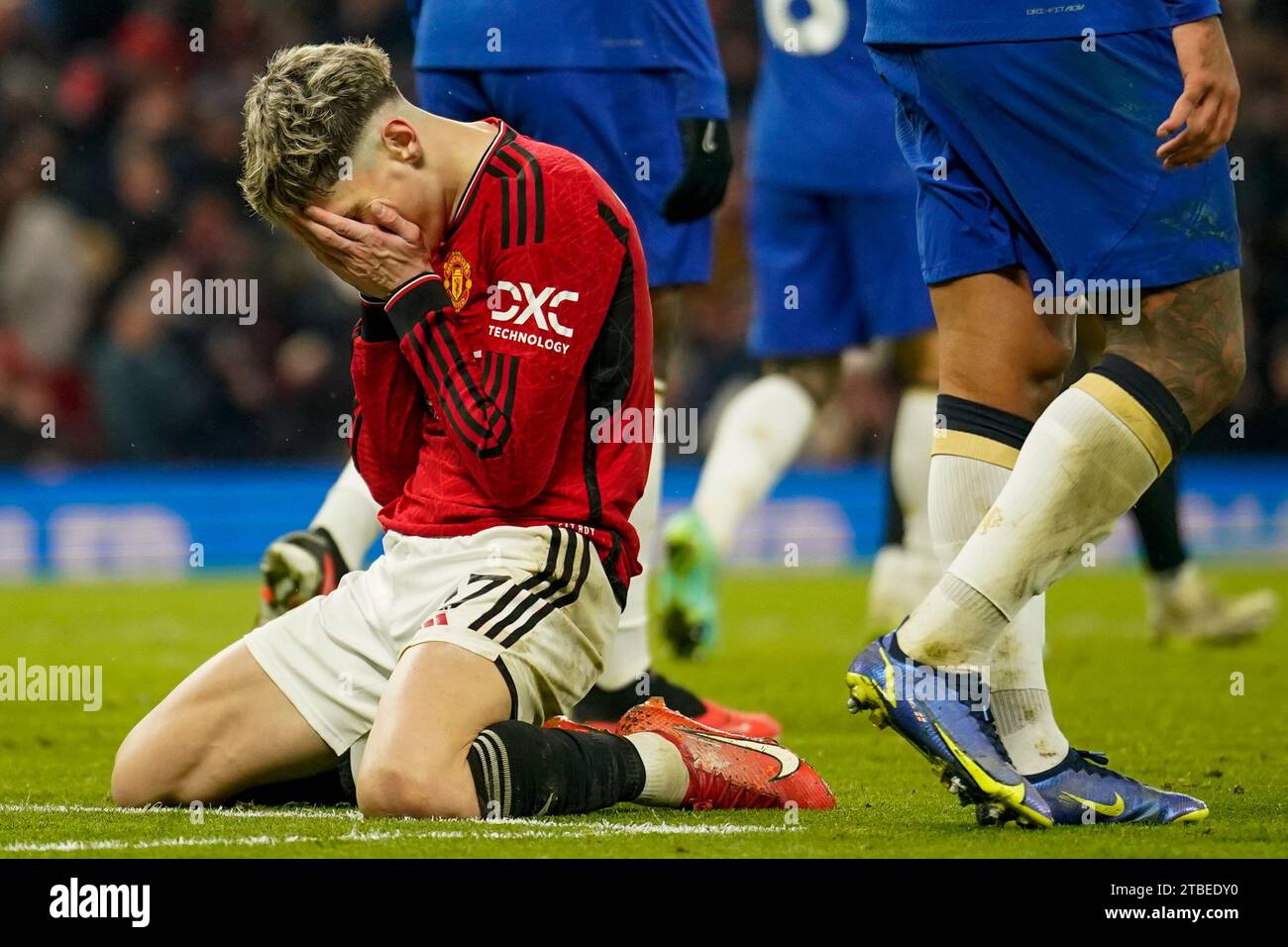 Manchester United's Alejandro Garnacho reacts after missing a chance to ...