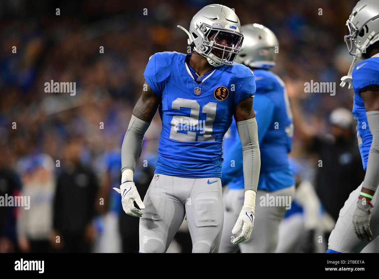 Detroit Lions safety Tracy Walker III celebrates after a tackle during ...