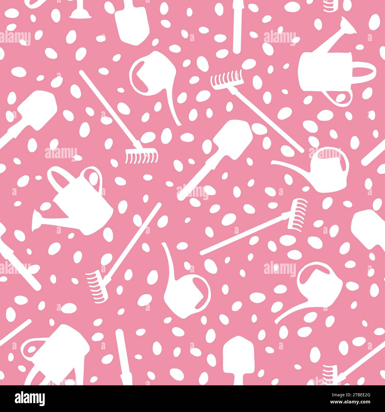 Garden tools seamless shovels and watering can and rake pattern for ...