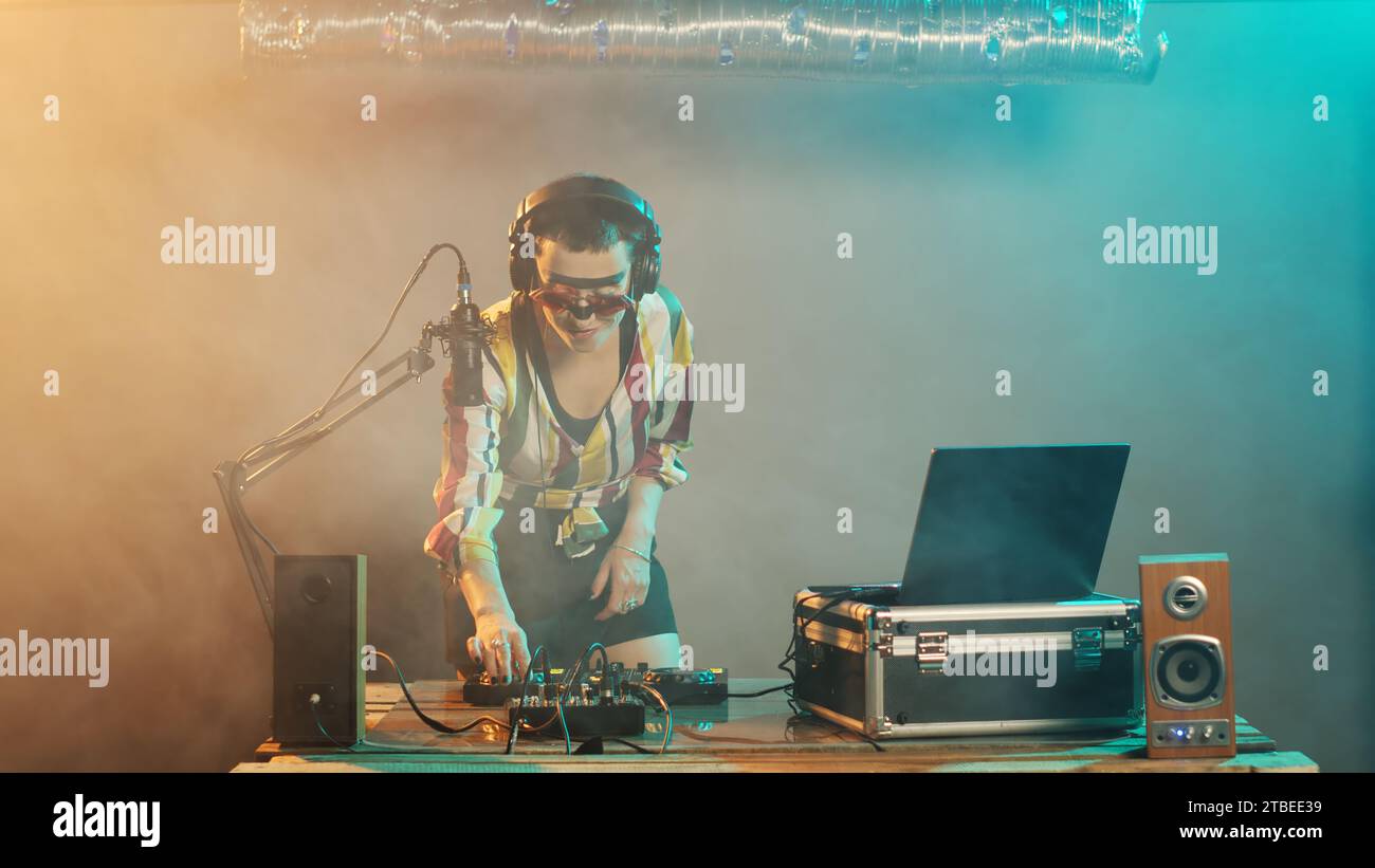 Female musician sticking tongue out and acting crazy, making silly ...