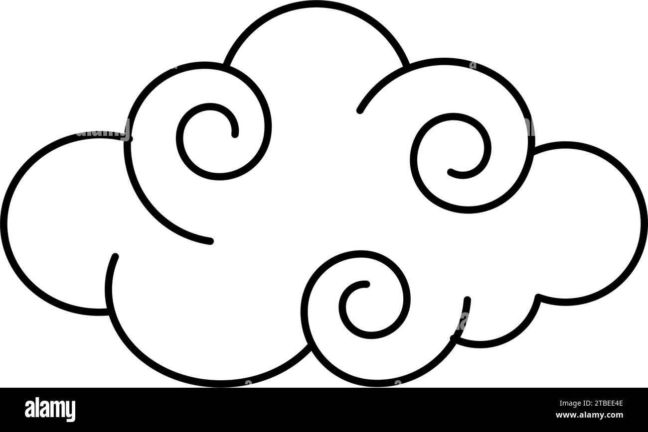 Black and White Swirl Cloud. Illustration for Decorating Sky, Fabric ...