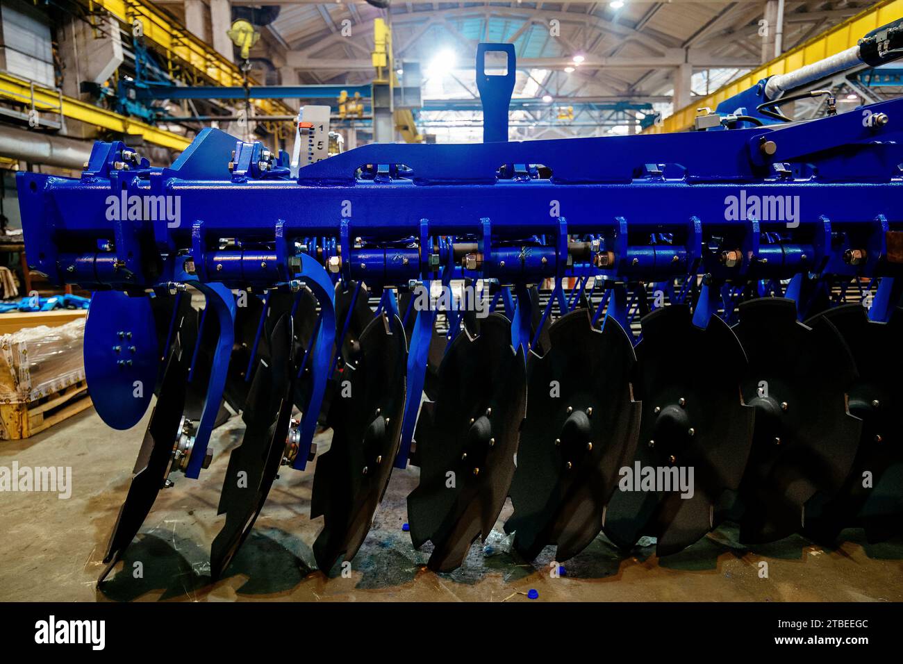 Modern manufactured agricultural disc cultivator in factory Stock Photo ...