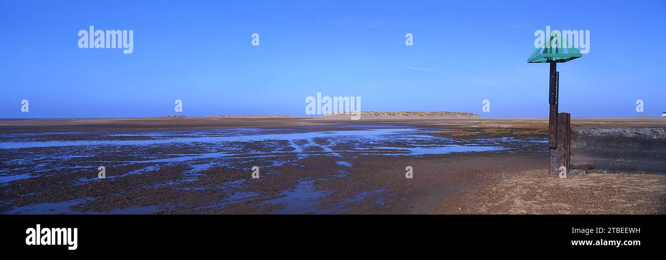 Wells beach wide angle breakwater marker shorelind sea beach hi-res ...
