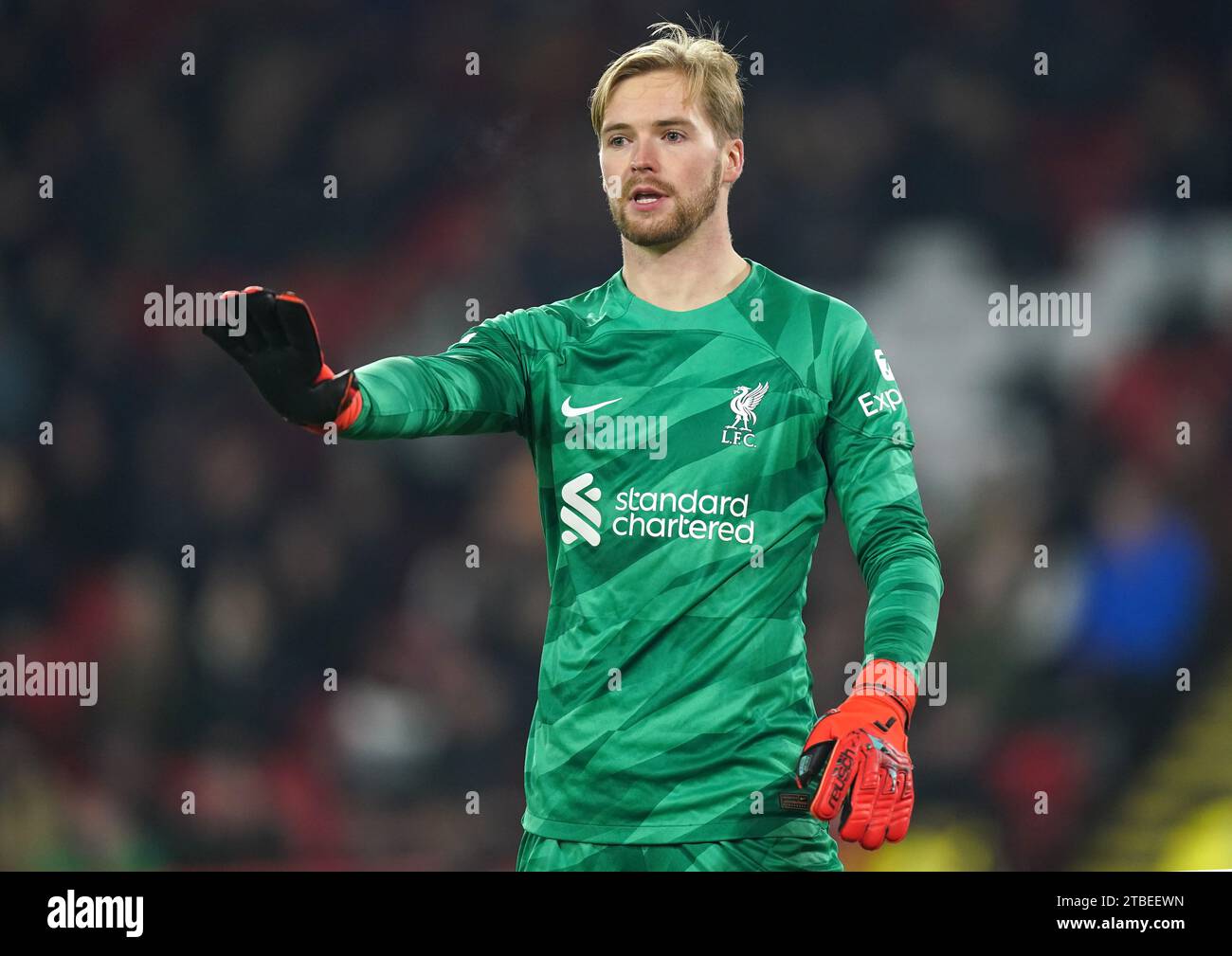 Liverpool goalkeeper Caoimhin Kelleher during the Premier League match ...