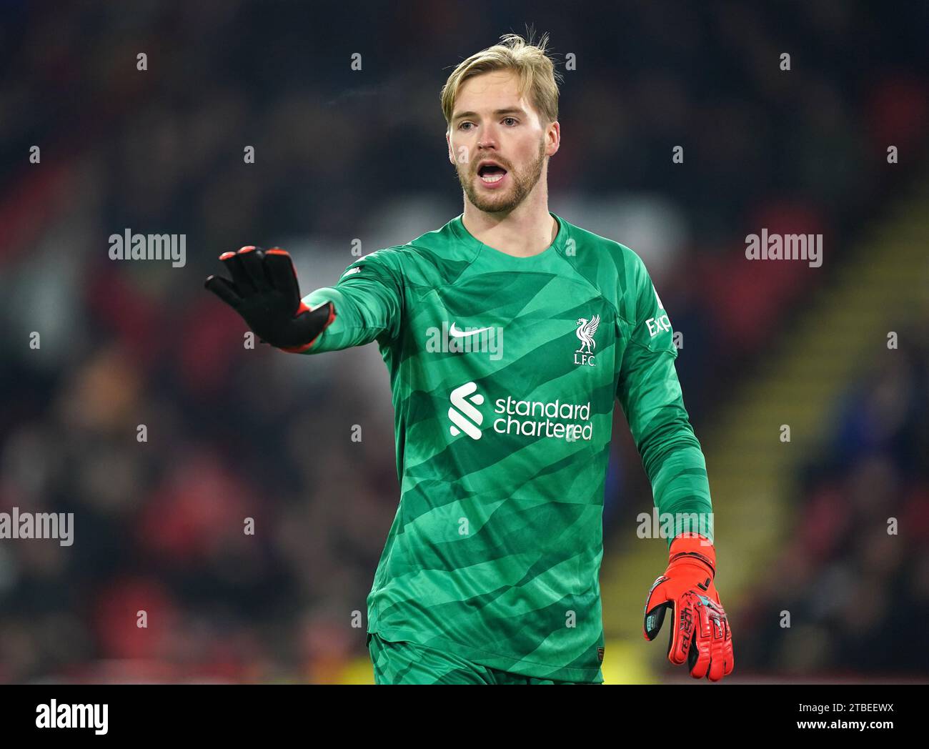 Liverpool goalkeeper Caoimhin Kelleher during the Premier League match ...