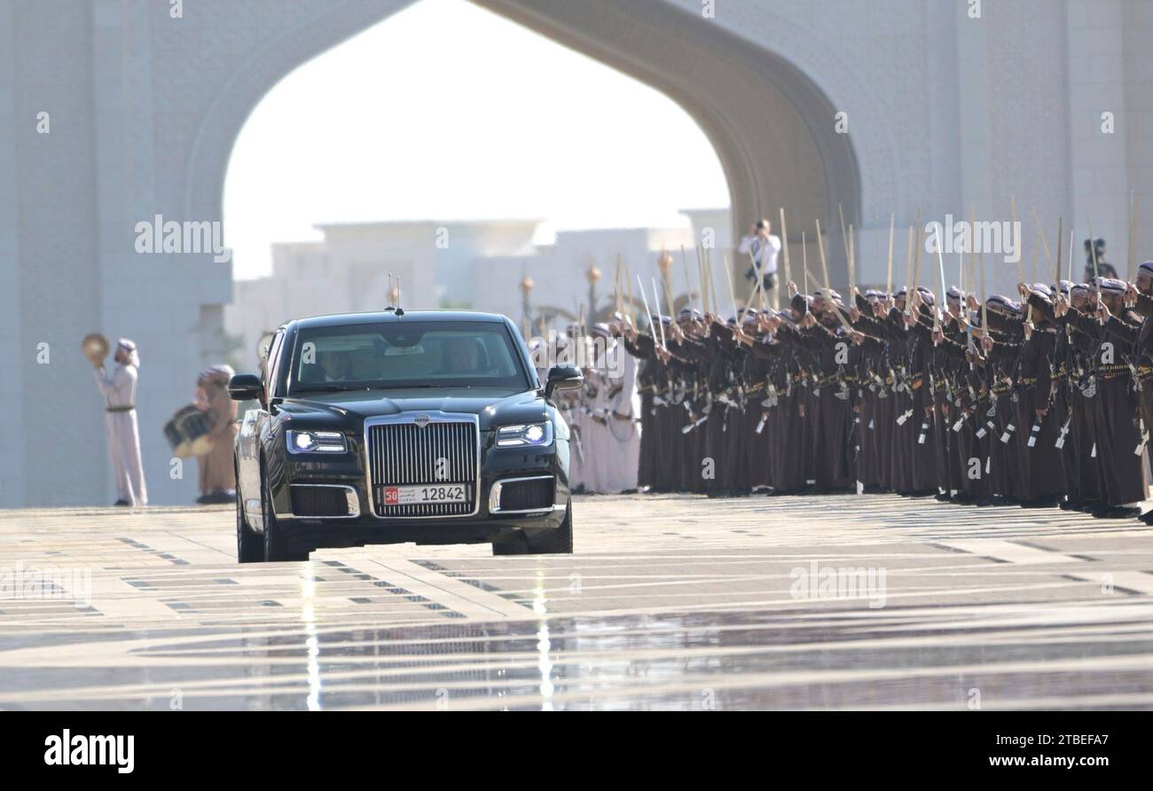 Abu Dhabi, United Arab Emirates. 06th Dec, 2023. The motorcade carrying ...