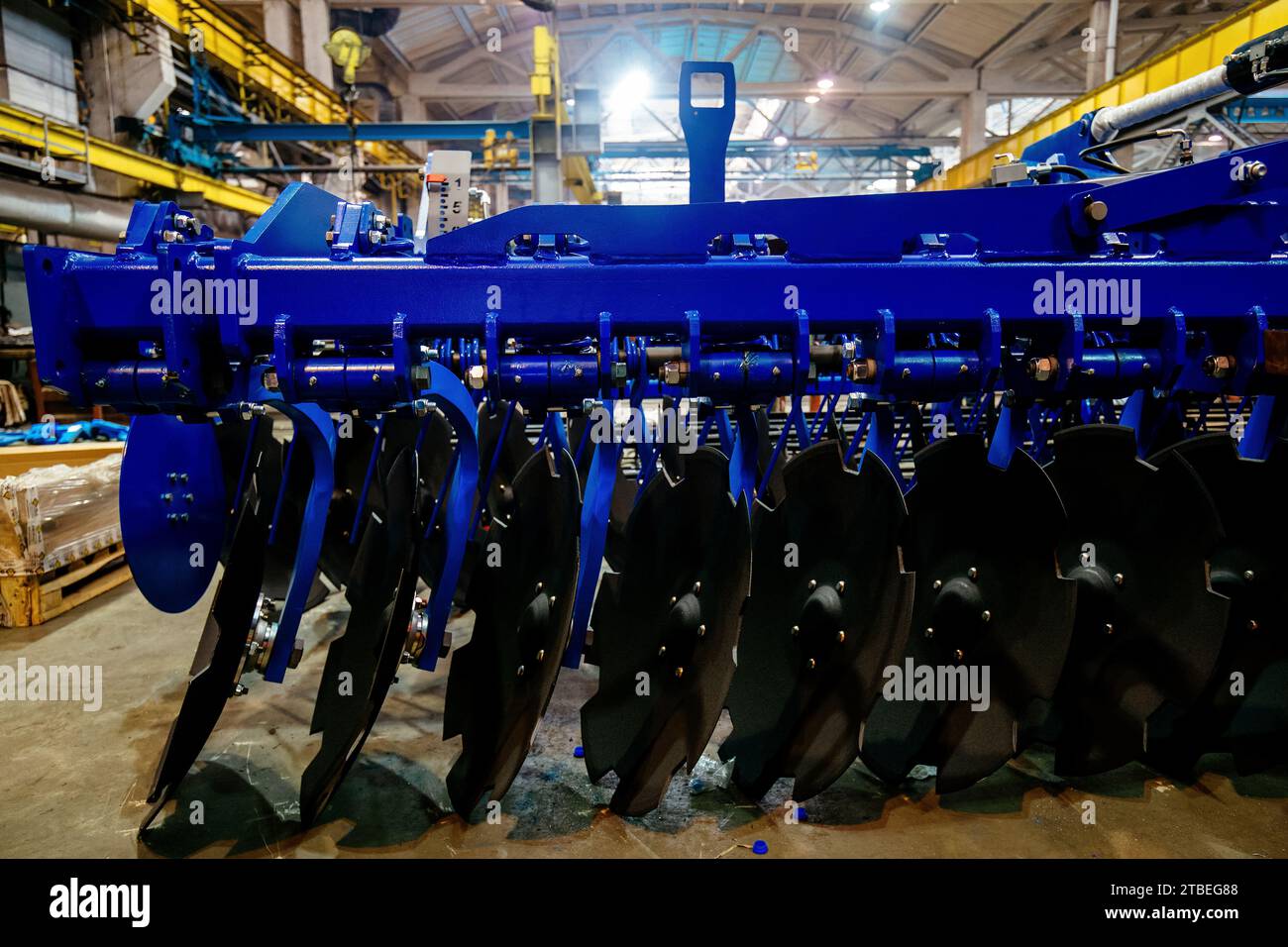 Modern manufactured agricultural disc cultivator in factory Stock Photo ...